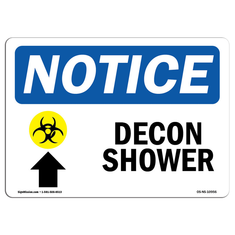 SignMission Decon Shower [Up Arrow] Sign with Symbol | Wayfair